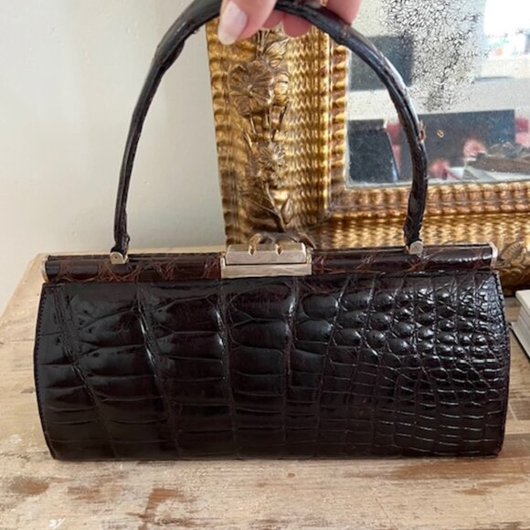LL Berger | Bags | Gorgeous Vintage French Ll Berger Brown Crocodile ...